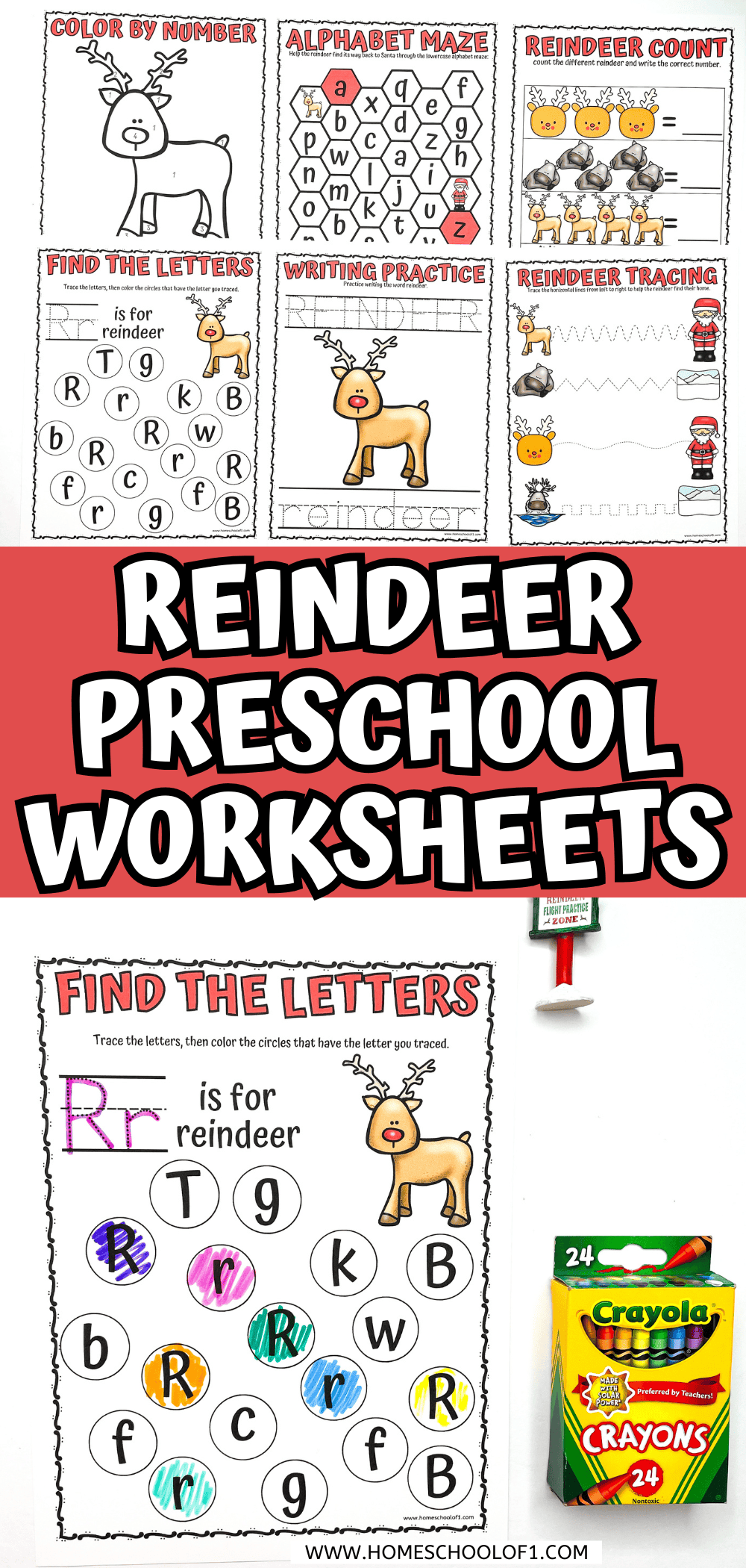 Free Reindeer Preschool Worksheets (Holiday Printables)