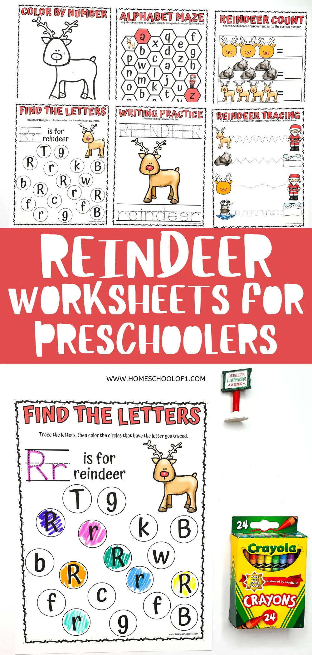 Reindeer Worksheets for Preschoolers (Free Printables)