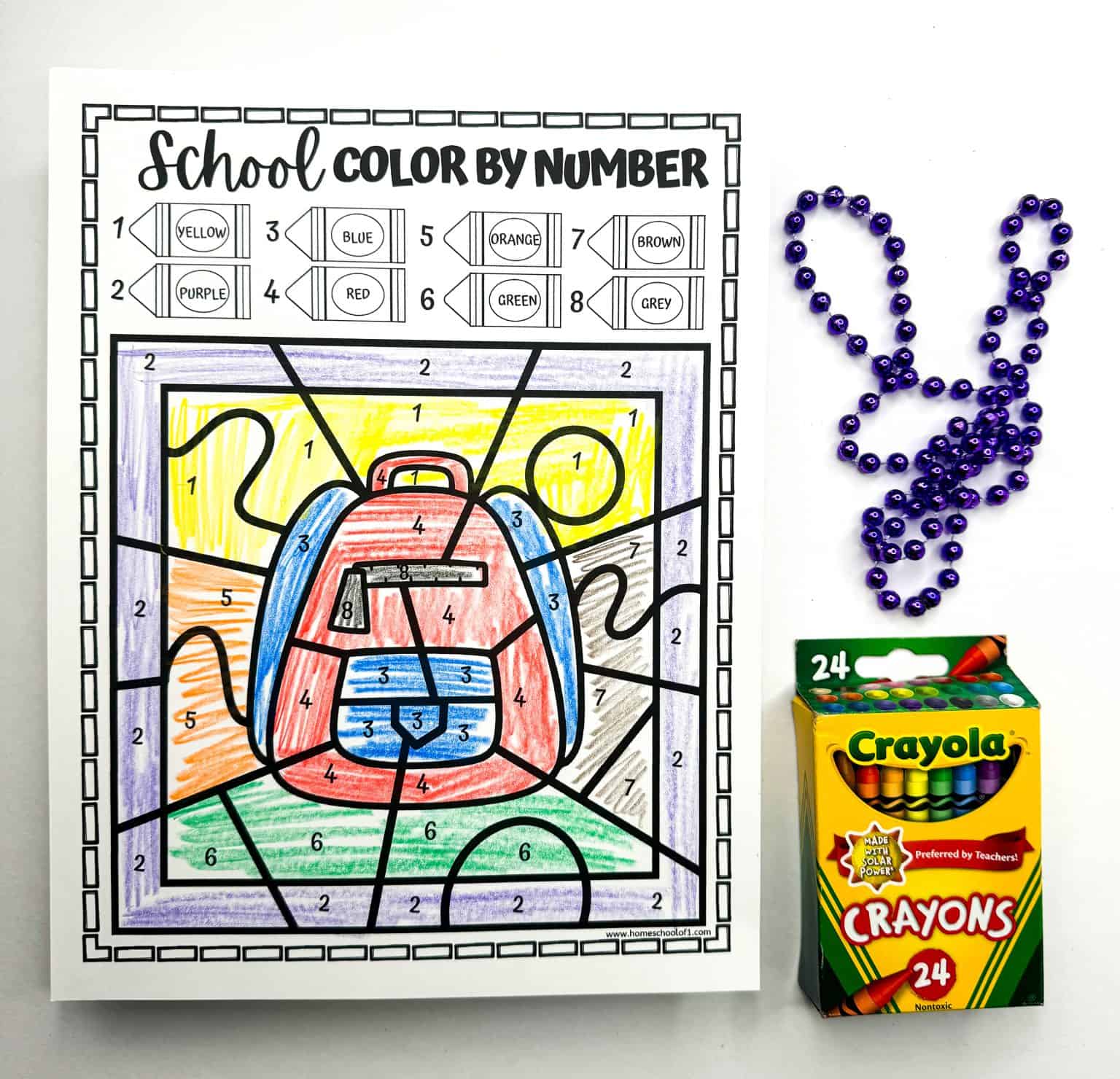 Free Back to School Color by Number Printables