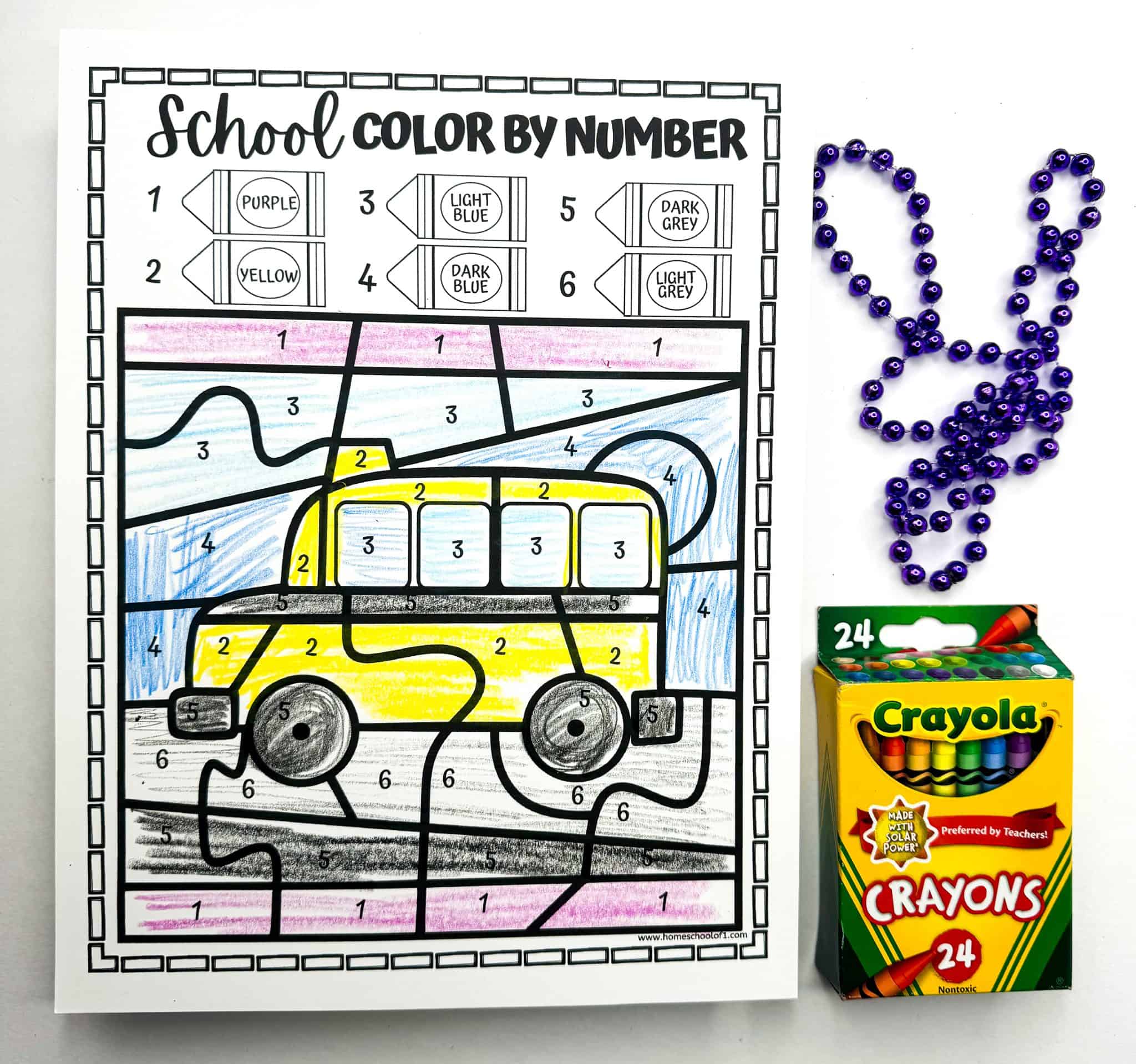 Free Back to School Color by Number Printables