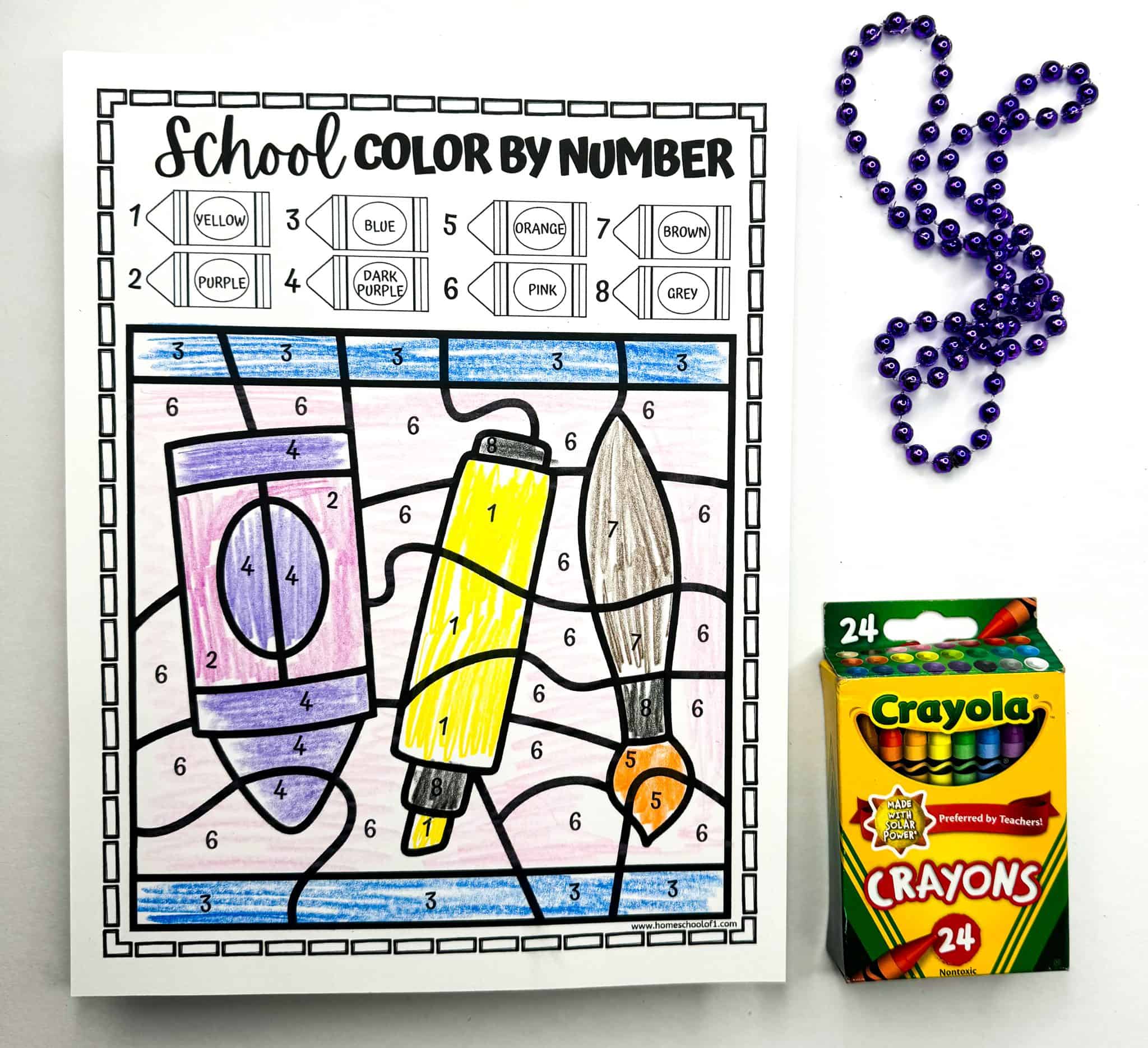 Free Back to School Color by Number Printables