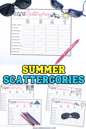 Free Summer Scattergories Printable Game Boards