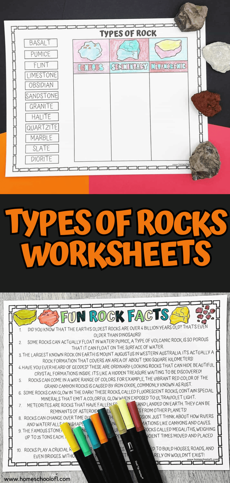 Free Types of Rocks Worksheet for Kids