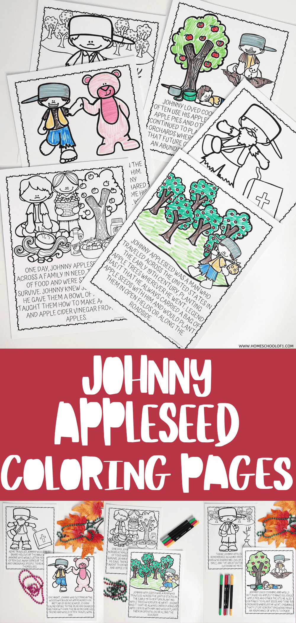 Free Johnny Appleseed Coloring Page for Kids