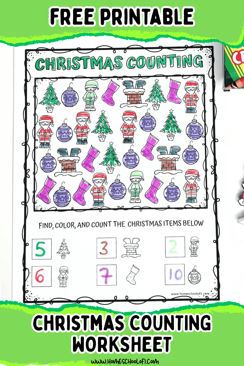 Free Christmas Counting Worksheets for Preschool & Kindergarten