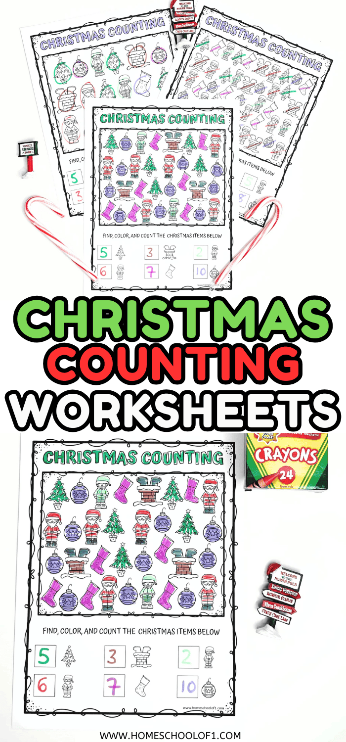 Free Christmas Counting Worksheets for Preschool & Kindergarten