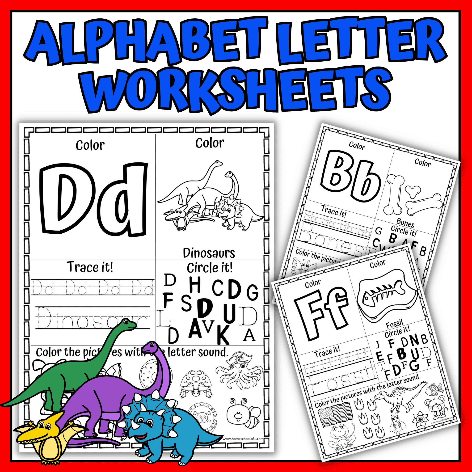 Dinosaur Tracing Worksheet for Preschoolers (Free Printable)