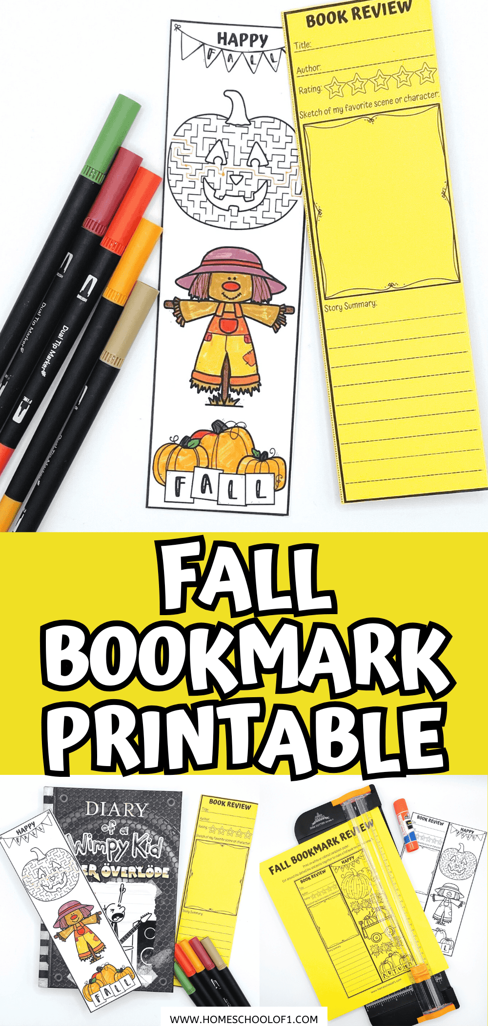 Free Printable Fall Bookmark to Color