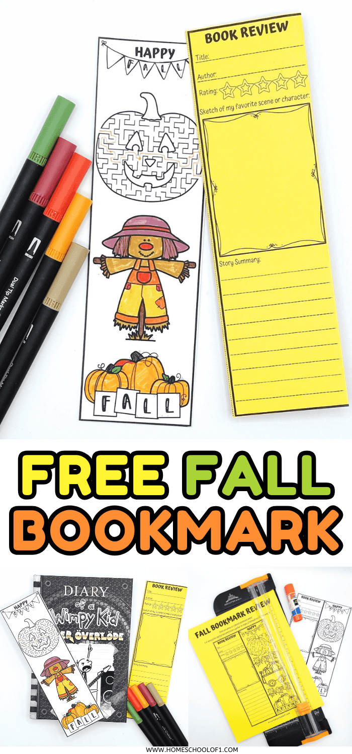 Free Printable Fall Bookmark to Color