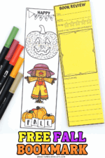 Free Printable Fall Bookmark to Color