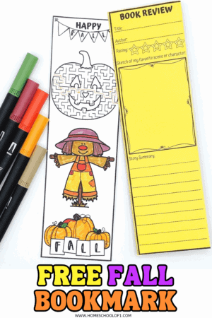 Free Printable Fall Bookmark to Color
