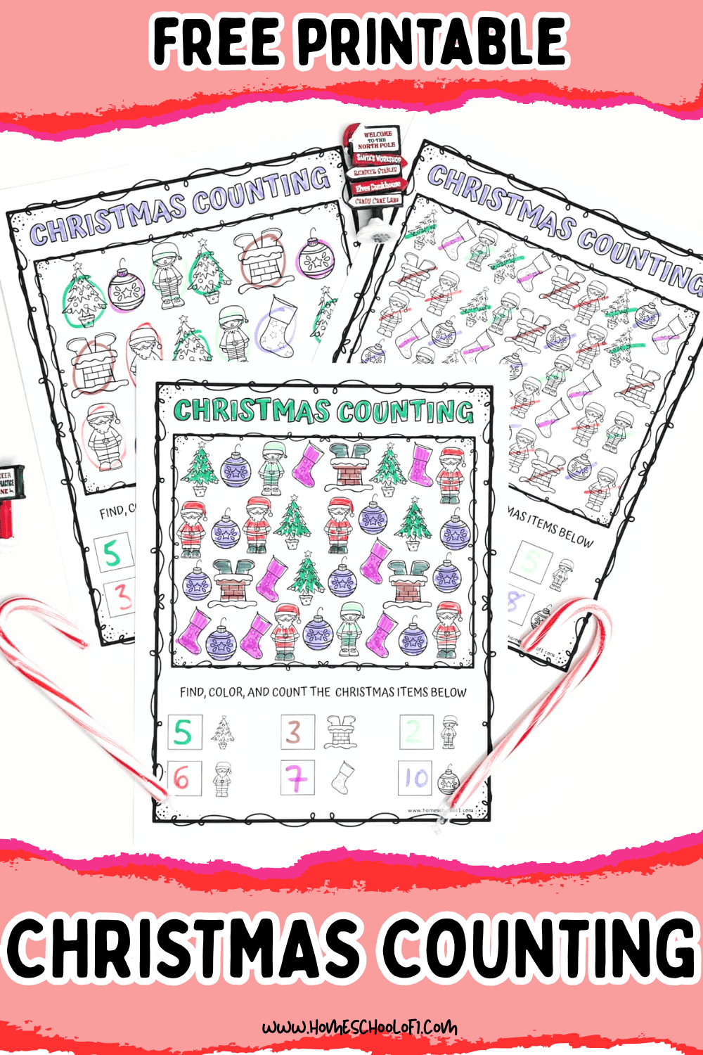 Free Christmas Counting Worksheets for Preschool & Kindergarten