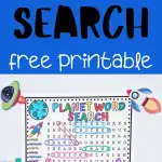 Planets Word Search Free Printable