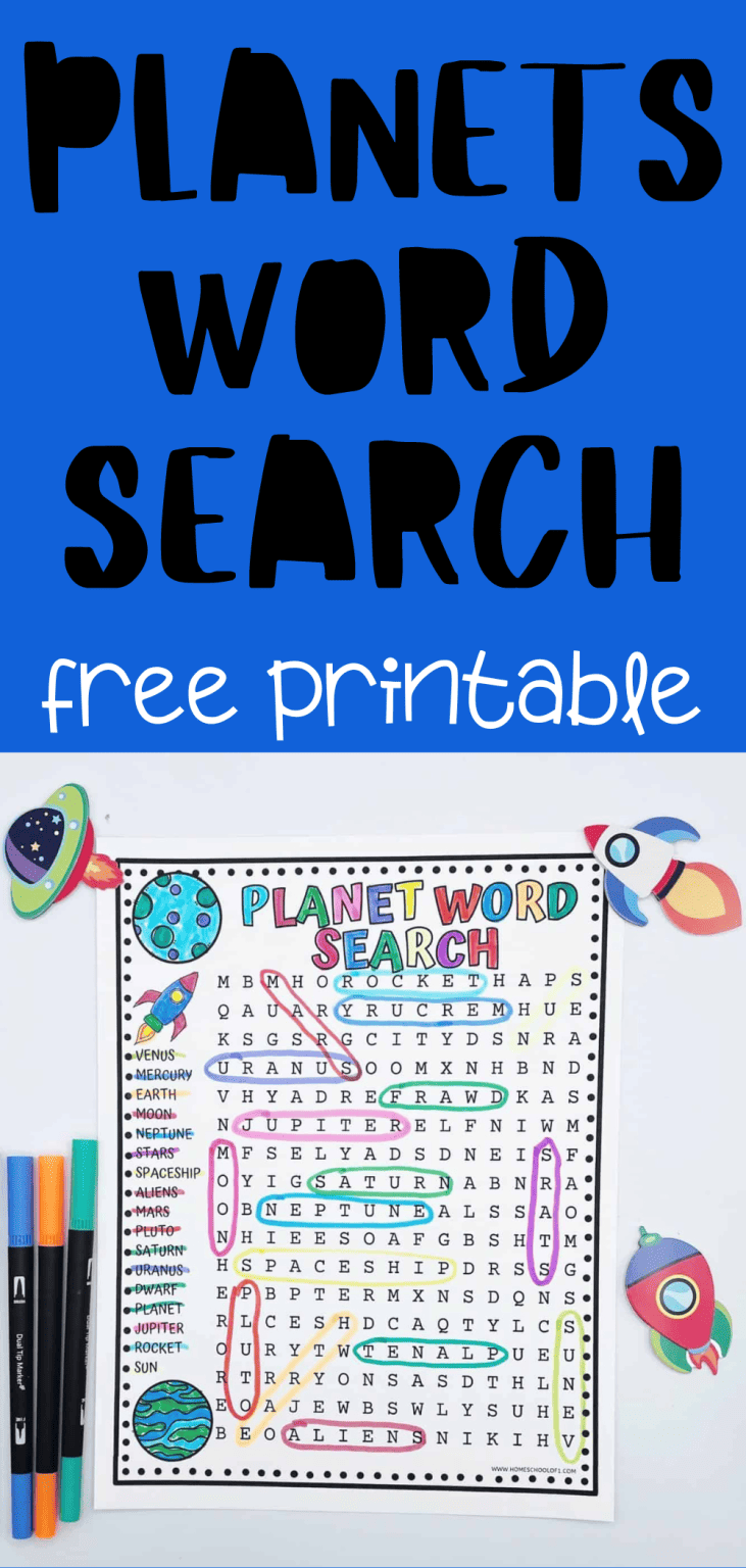 Planets Word Search Free Printable