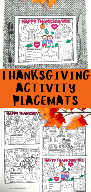 4 Free Thanksgiving Printable Placemats for Table Fun