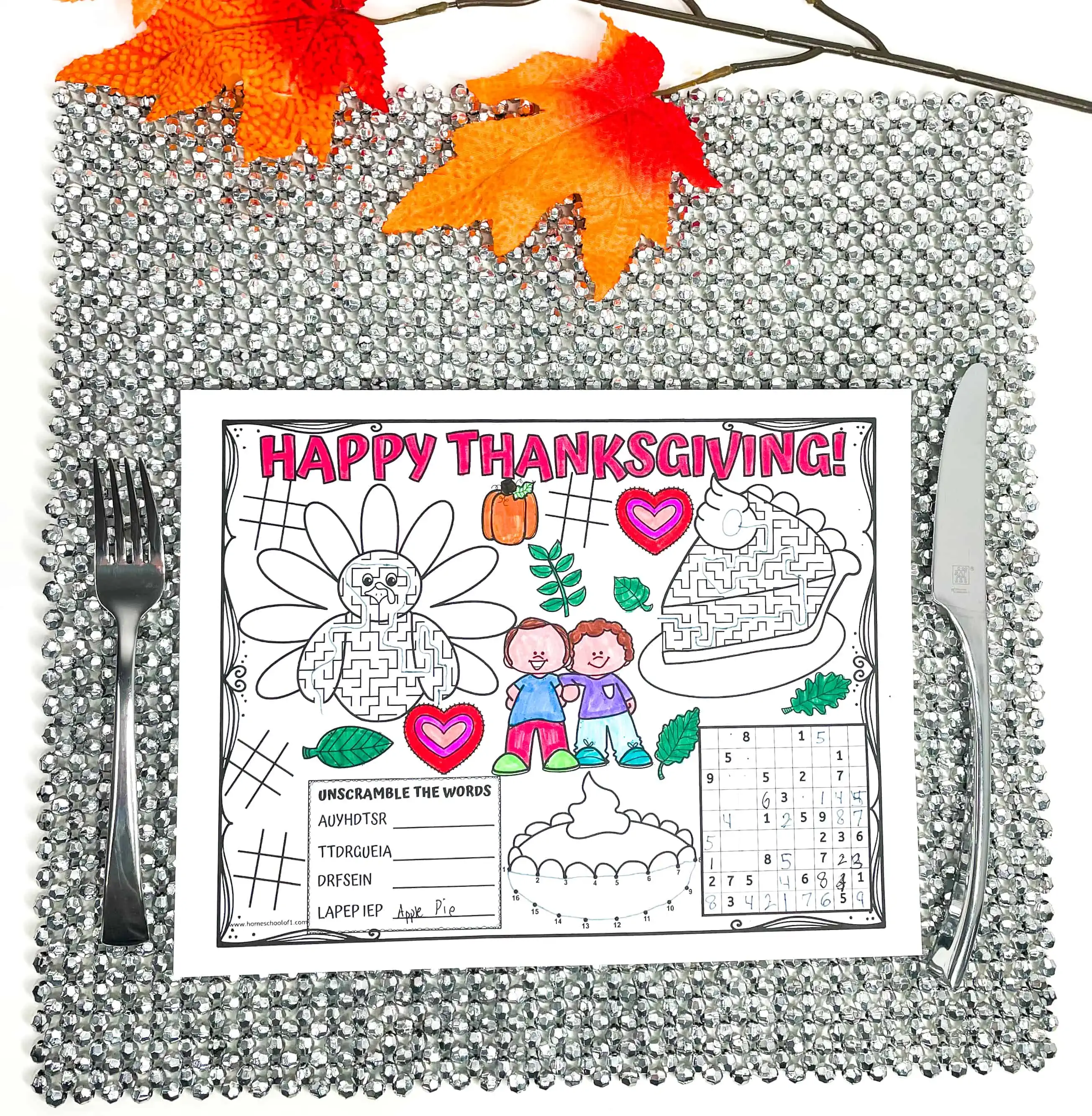 4 Free Thanksgiving Printable Placemats for Table Fun