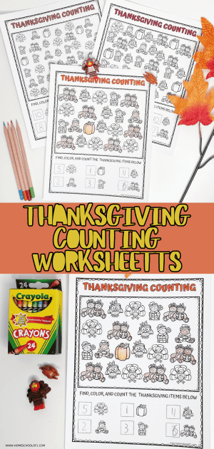 Thanksgiving Counting Worksheets (Free Printables)
