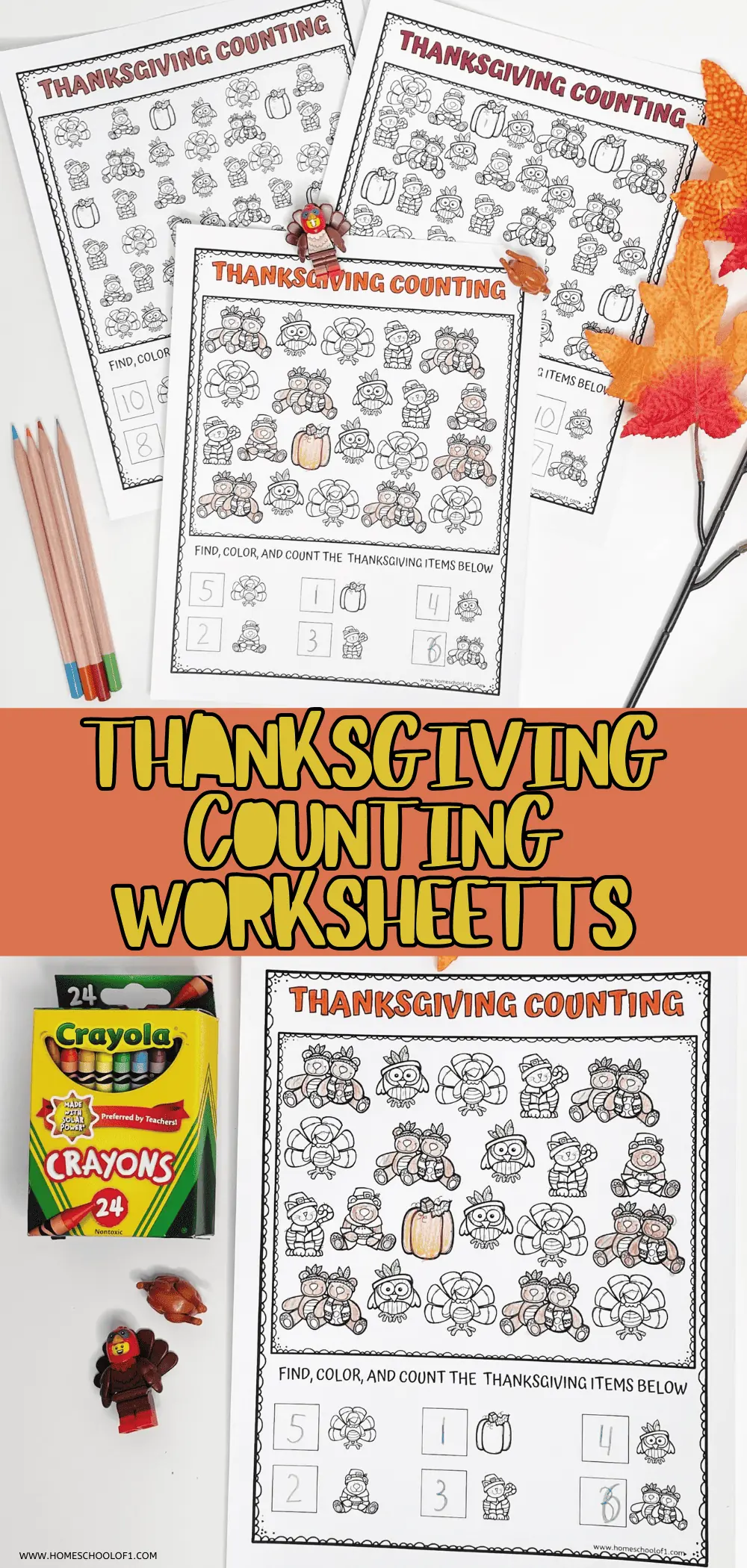 Thanksgiving Counting Worksheets (Free Printables)