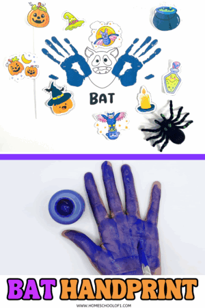 Free Bat Handprint Craft with Halloween Stickers