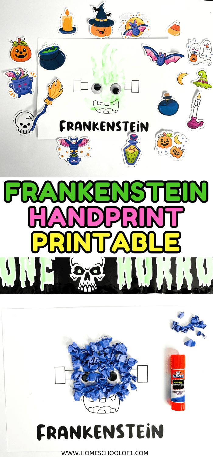 Frankenstein Handprint Craft Template For Halloween