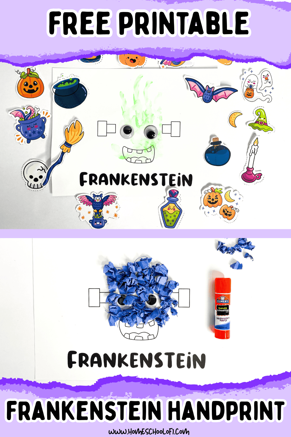 Frankenstein Handprint Craft Template For Halloween