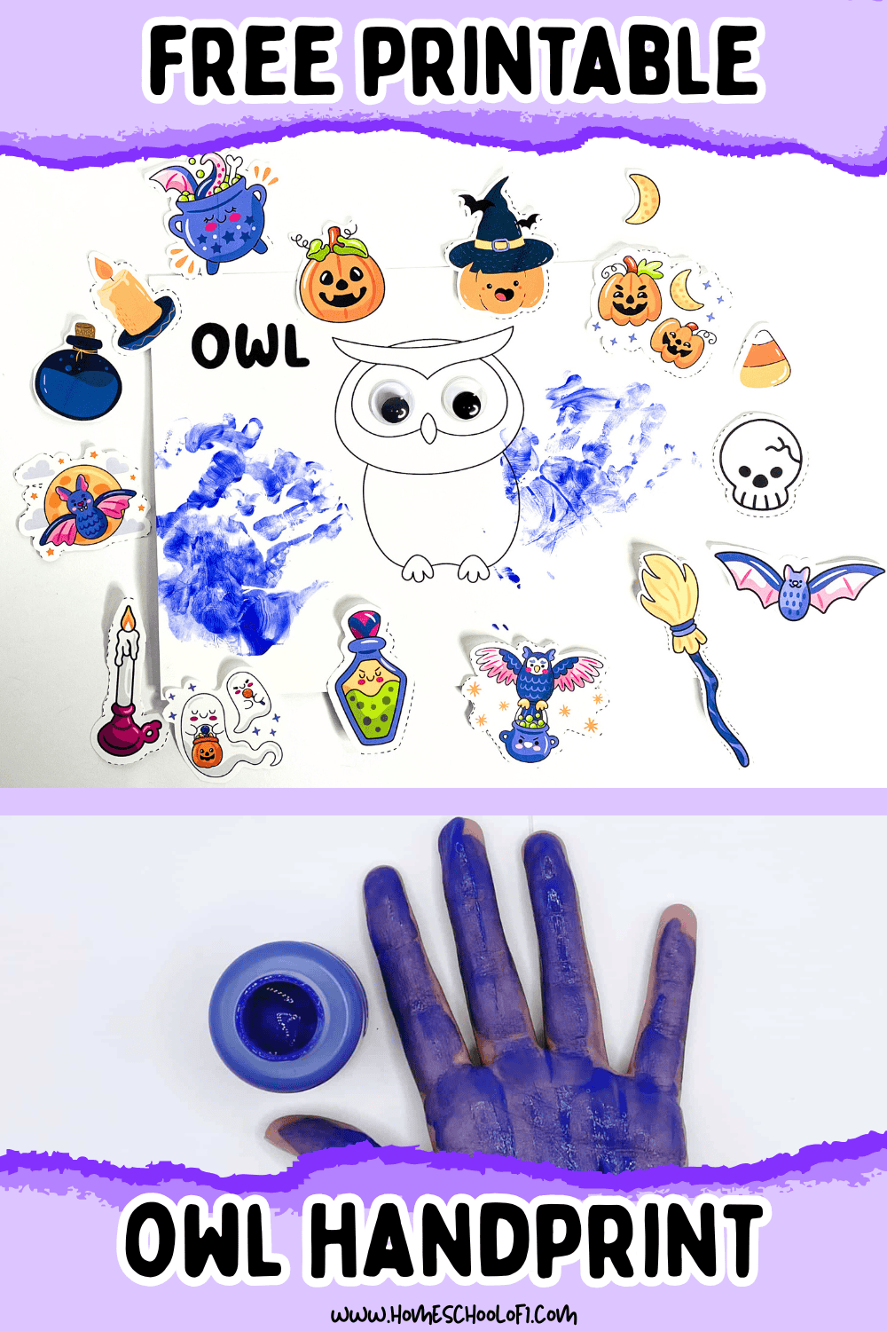 Free Owl Handprint Craft for Halloween (With Printable Stickers)