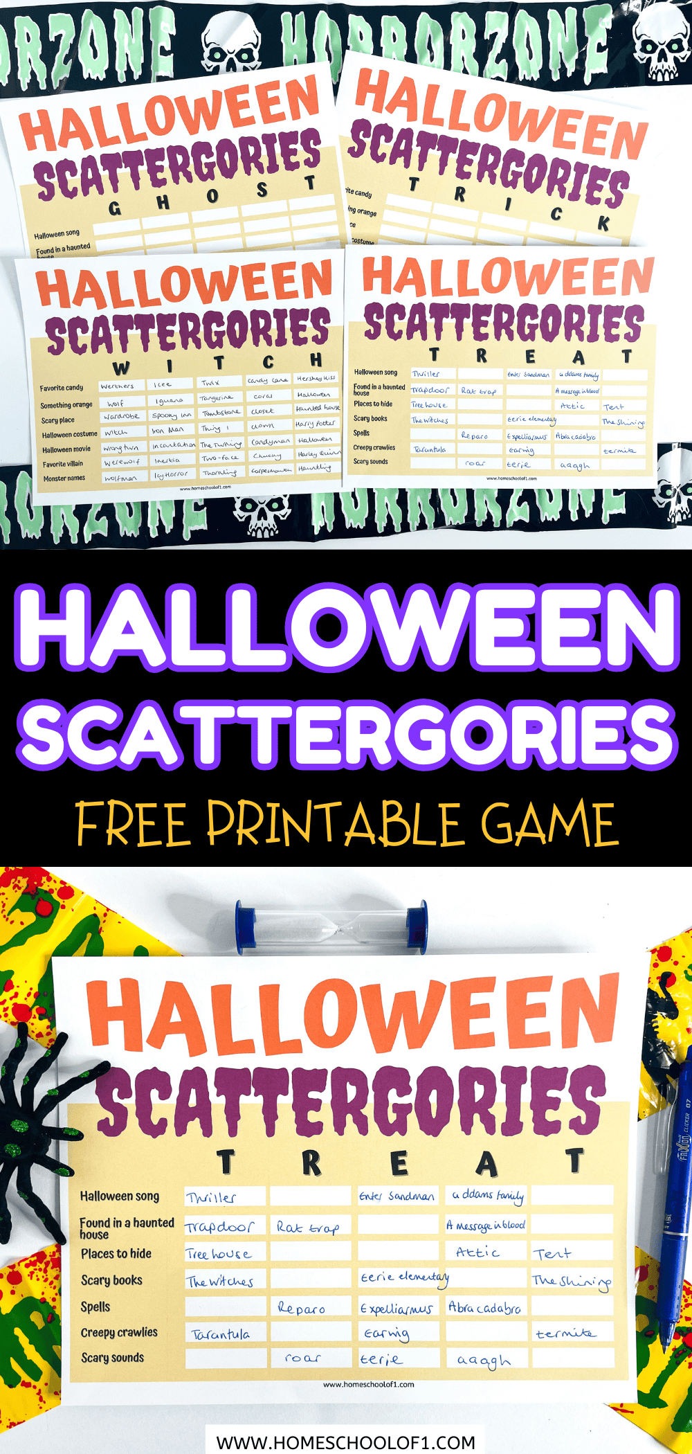 Free Halloween Scattergories Printable Game