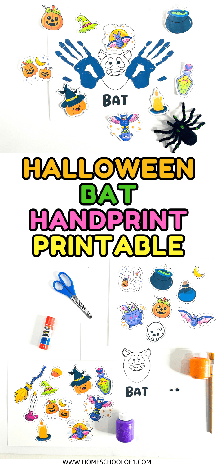 Free Bat Handprint Craft with Halloween Stickers