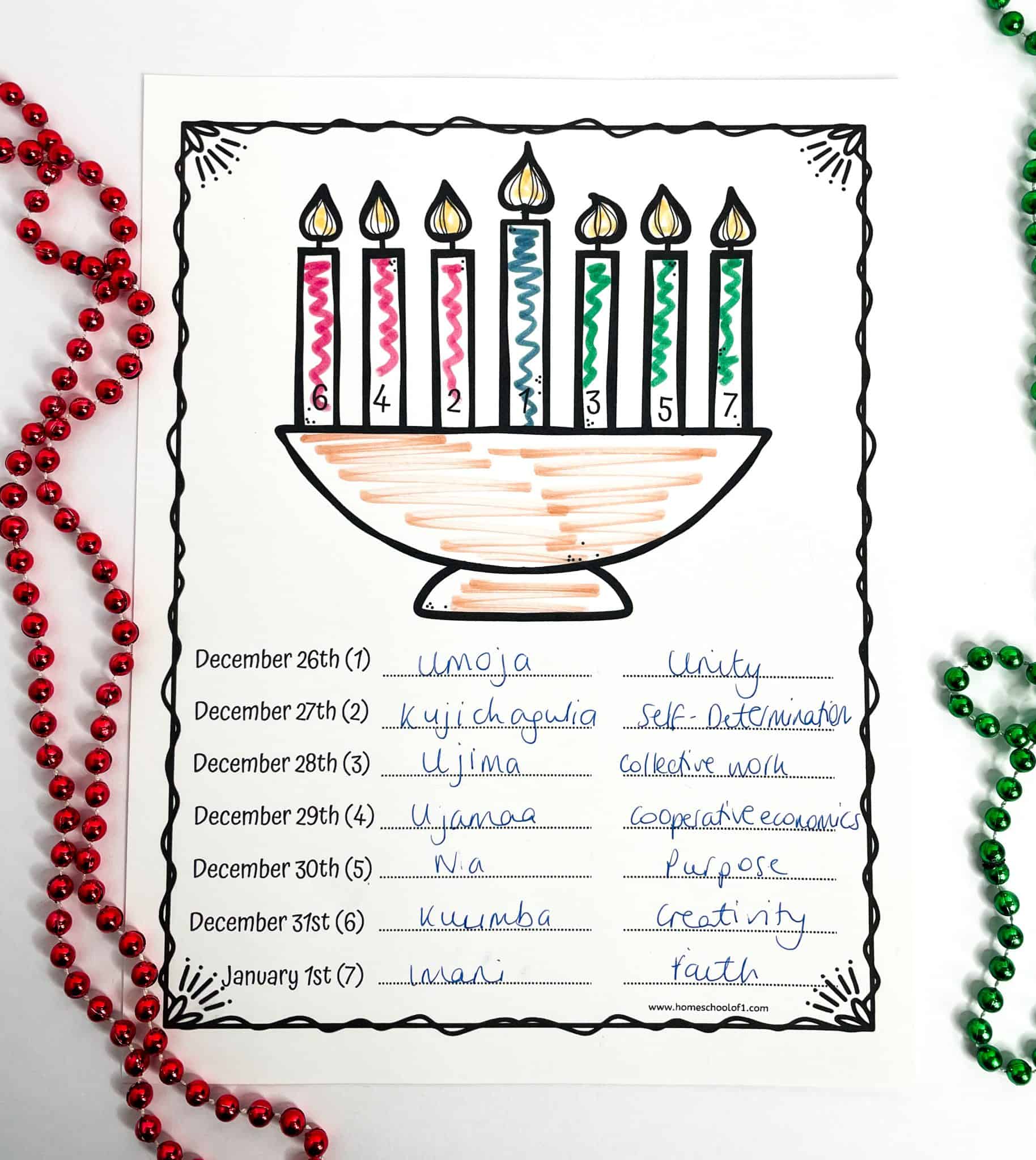 Free Kwanzaa Worksheets for Kids
