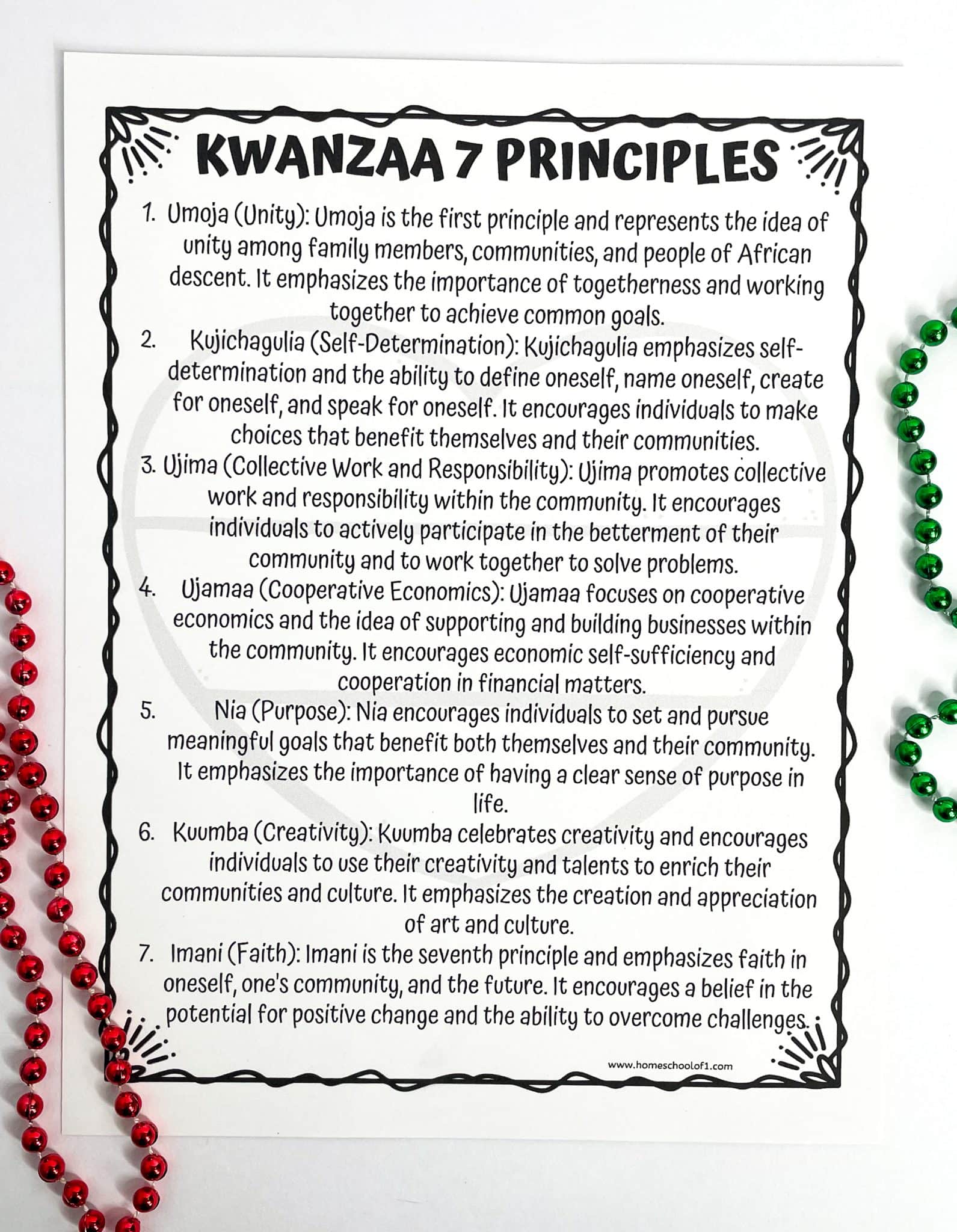 Free Kwanzaa Worksheets for Kids