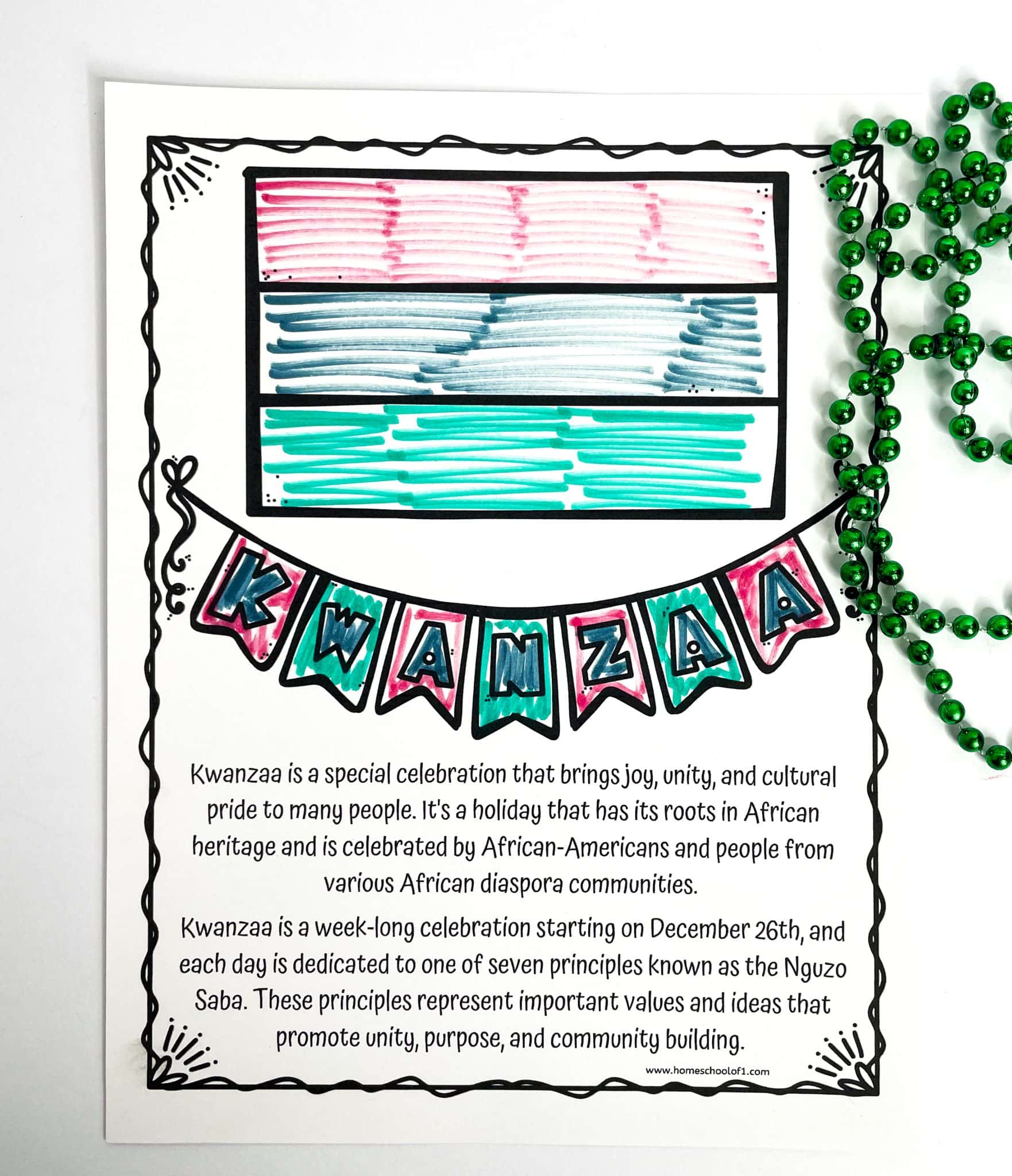 Free Kwanzaa Worksheets for Kids