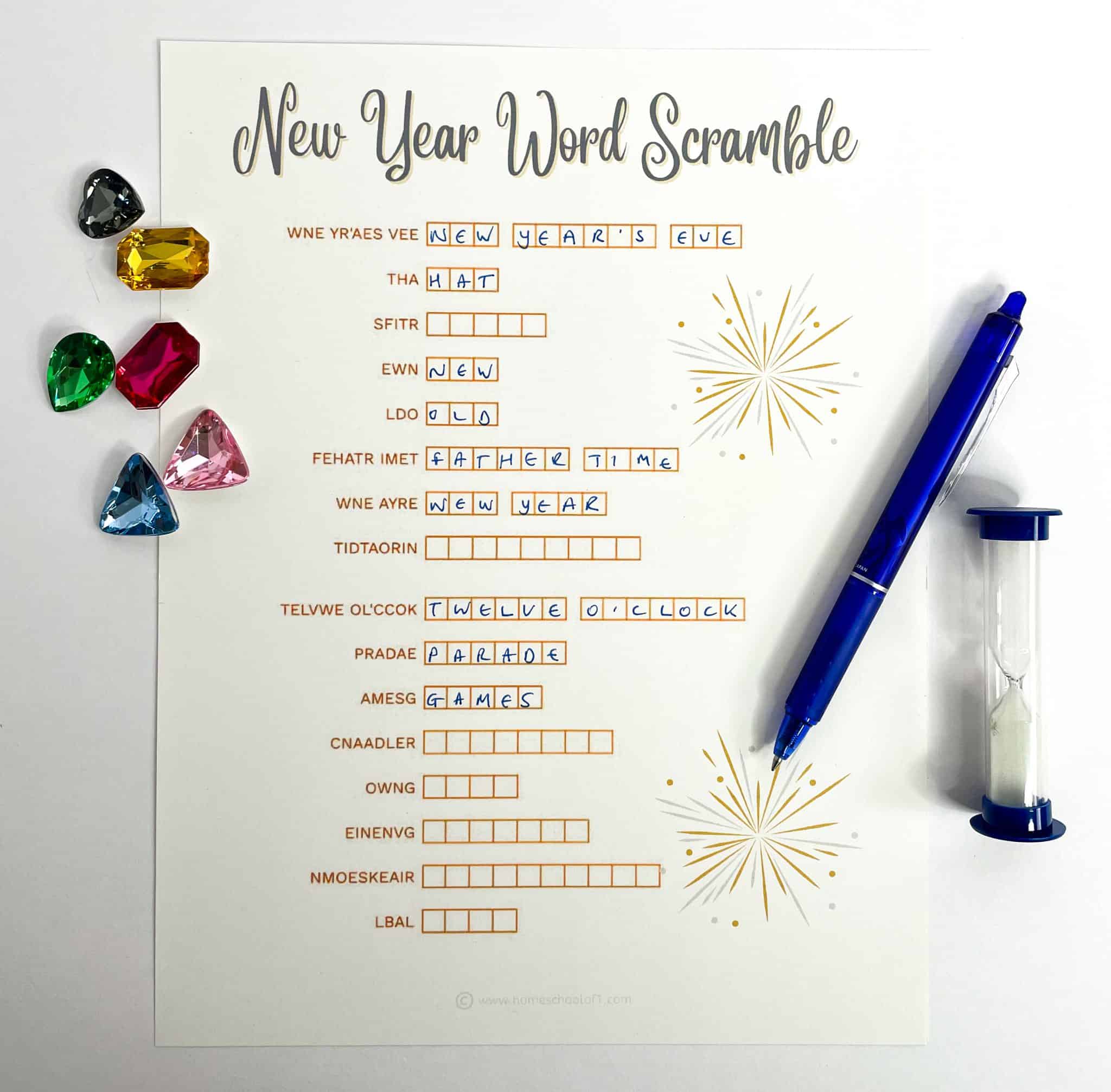 4 New Years Word Scramble With Answers (Free Printables)