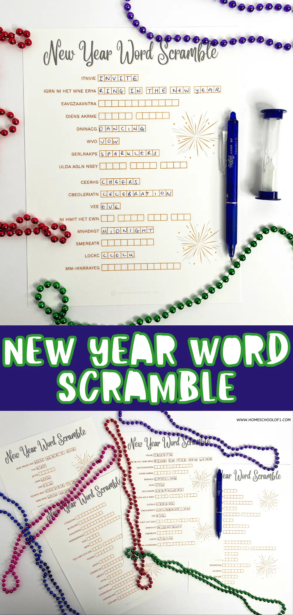 4 New Years Word Scramble With Answers (Free Printables)