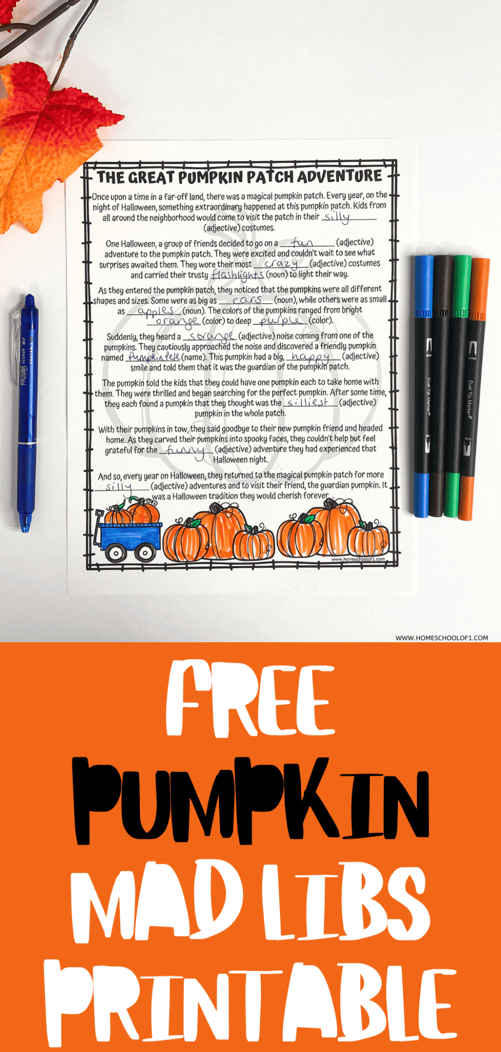 Pumpkin Mad Libs for Fall (free printable)