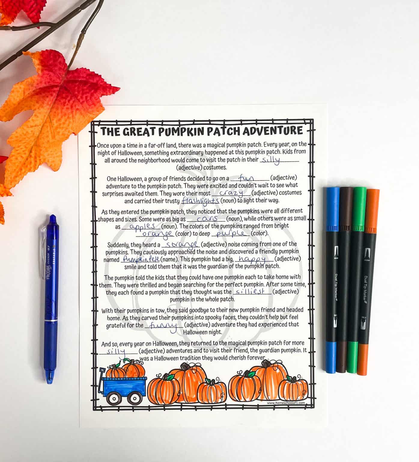 Free Pumpkin Mad Libs Printable for Fall