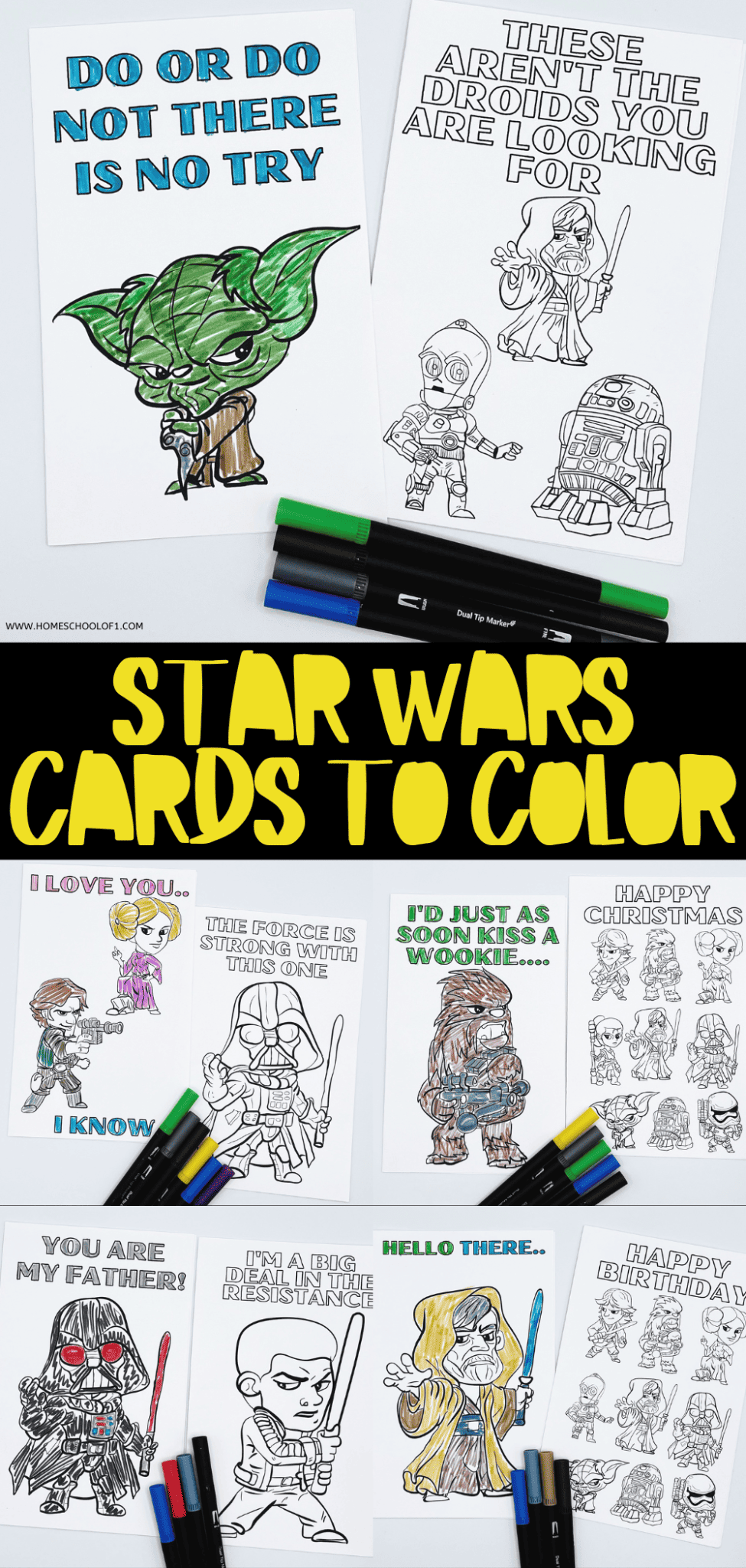 Free Printable Star Wars Birthday Cards to Color In