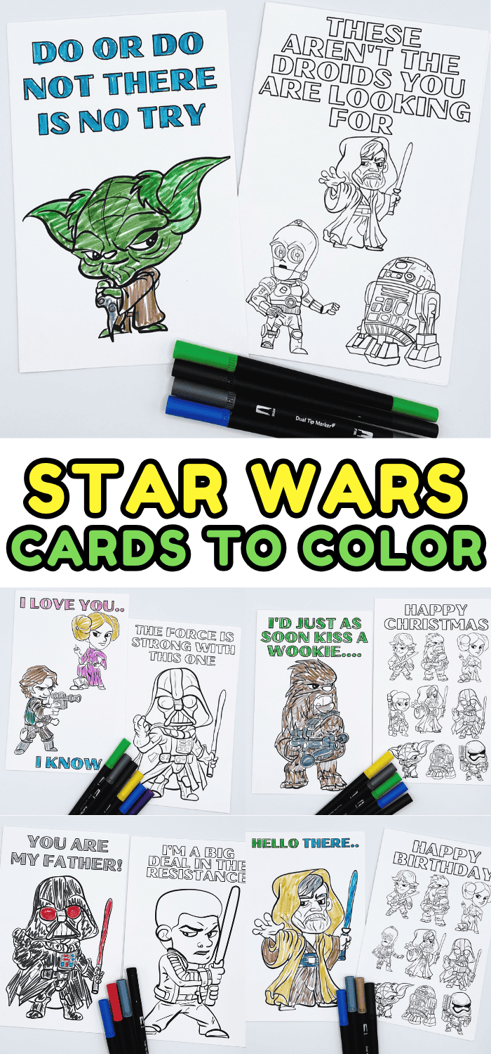 Free Printable Star Wars Birthday Cards to Color