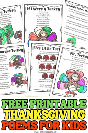 Thanksgiving Poems for Kids Printable to Read and Color
