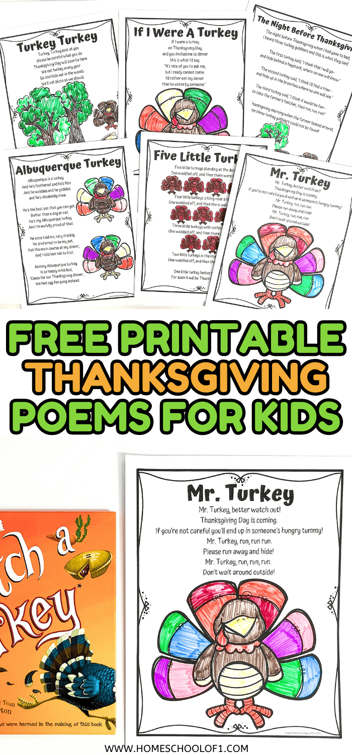 Thanksgiving Poems for Kids Printable to Read and Color