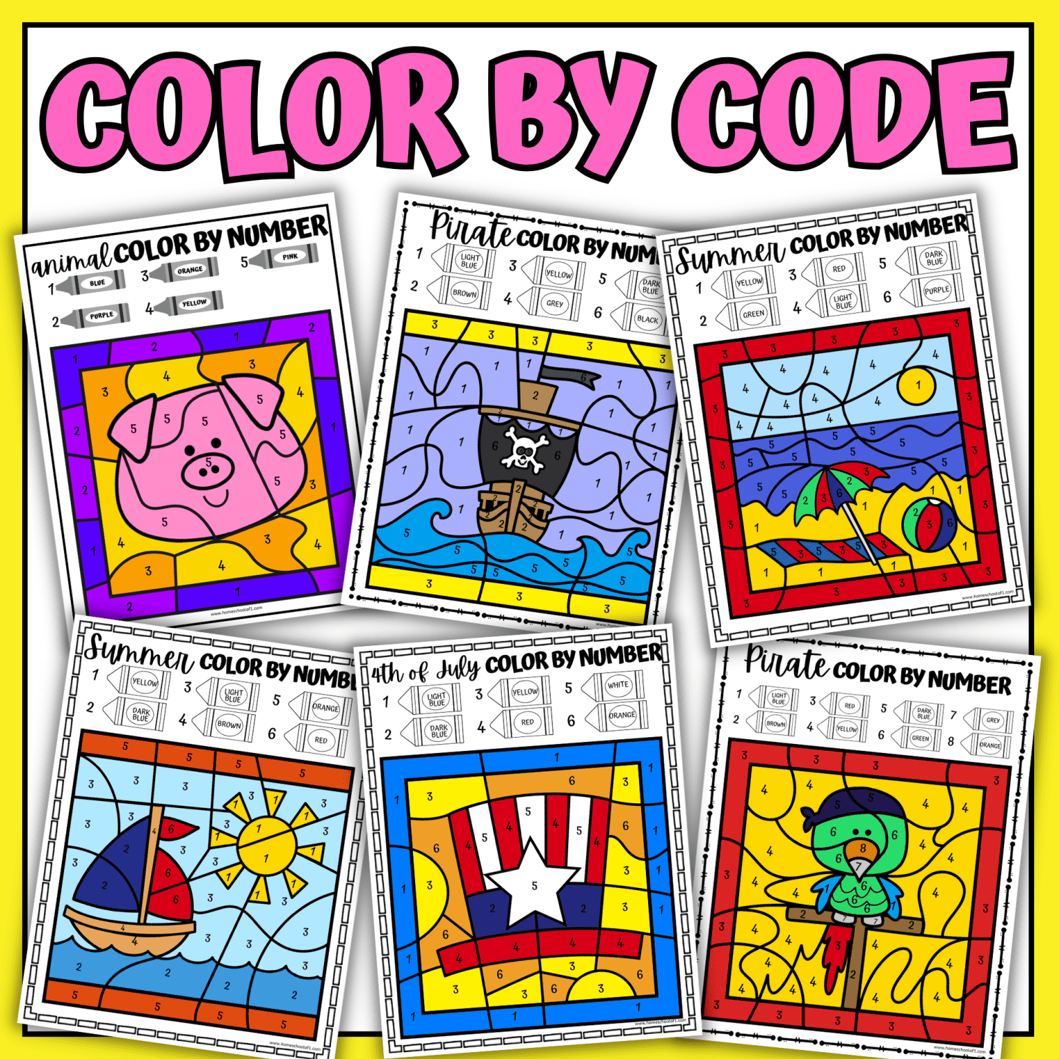 Free Animal Color by Number Printables for Kids