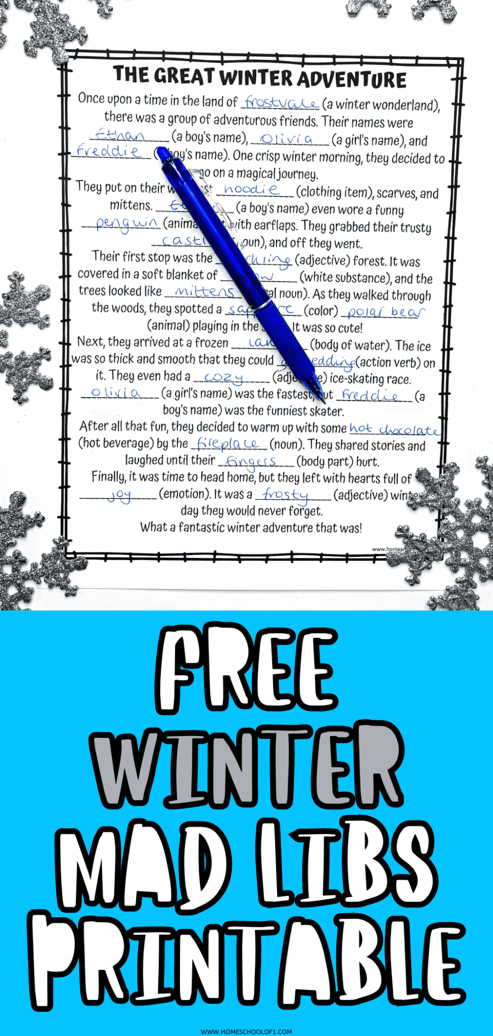 Free Winter Mad Libs Printable A Word Game for Kids