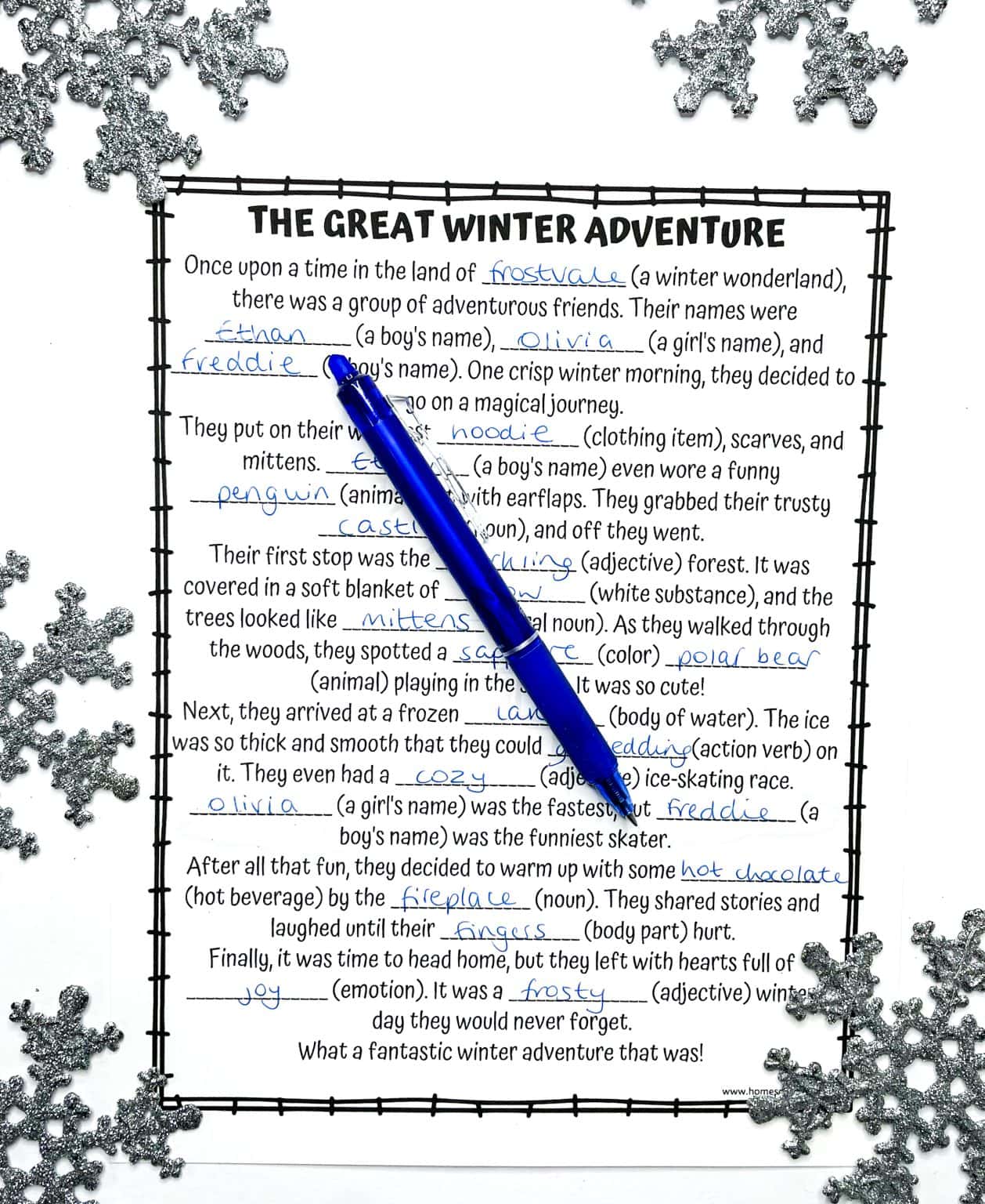 Free Winter Mad Libs Printable A Word Game for Kids