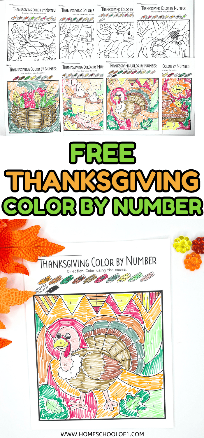 Thanksgiving Color By Number Printables (8 Free Pages)