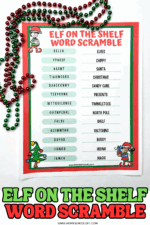 Elf on the Shelf Word Scramble (Easy & Hard Version)