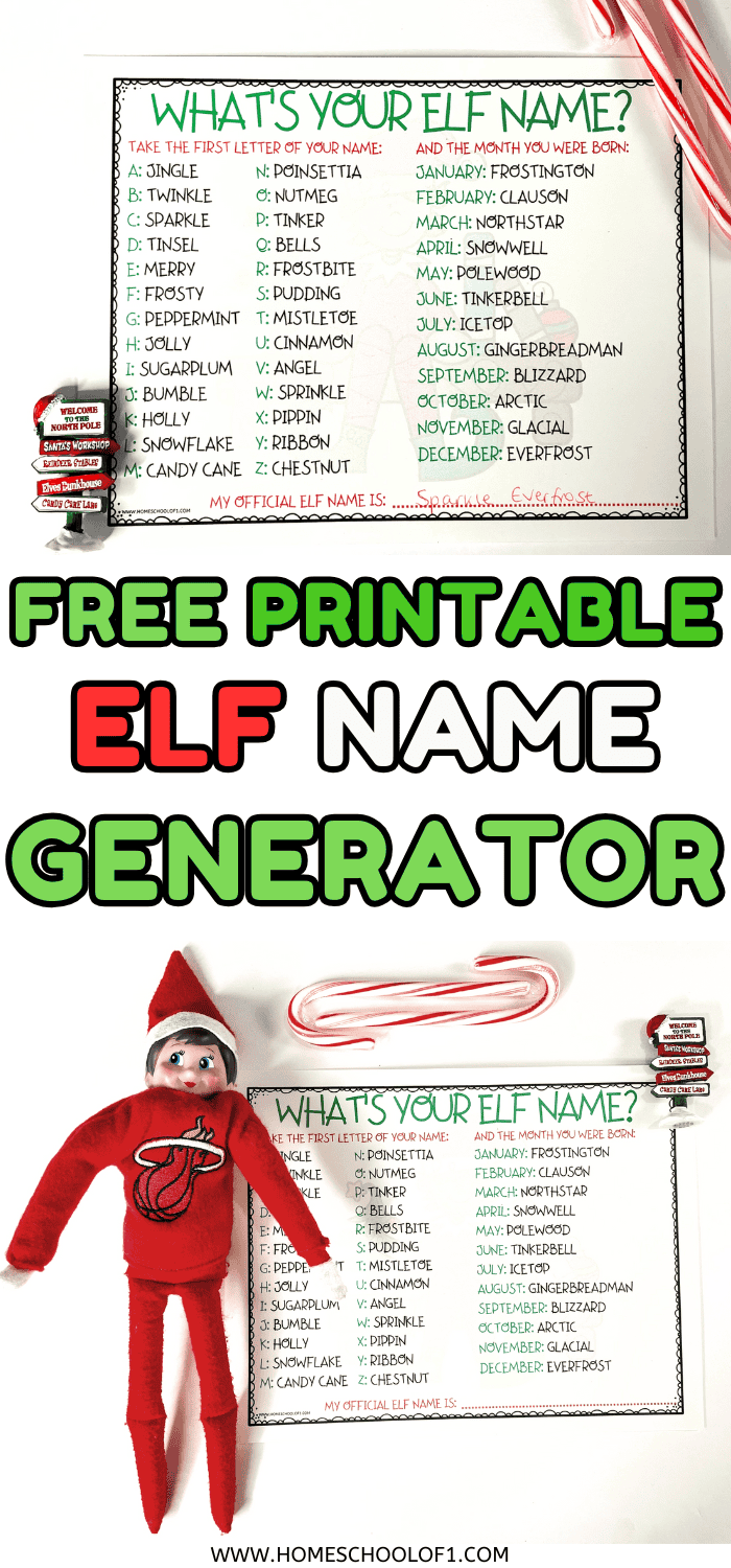 Free Christmas Elf Name Generator Printable