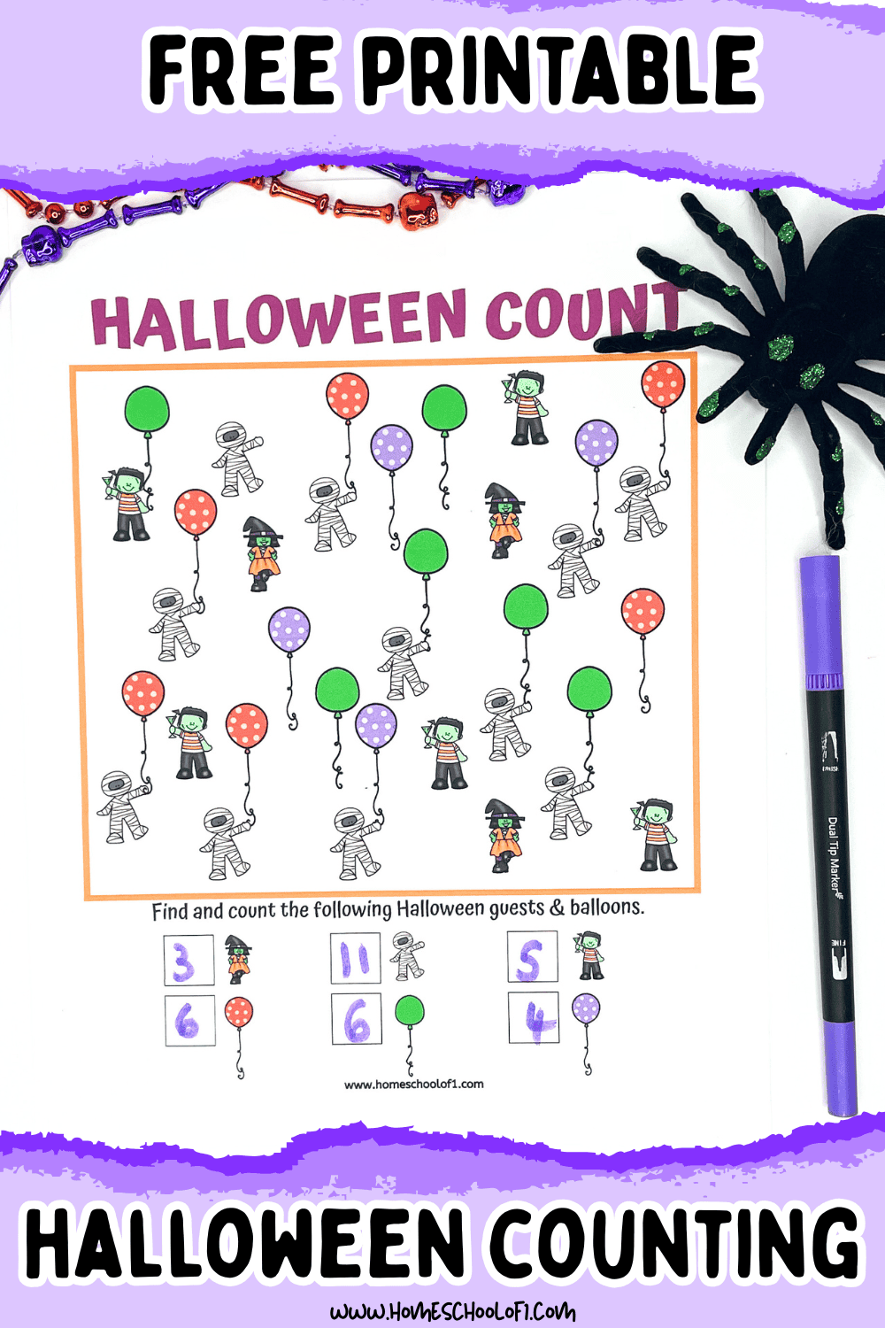 Halloween Counting Worksheets (Free Printables)