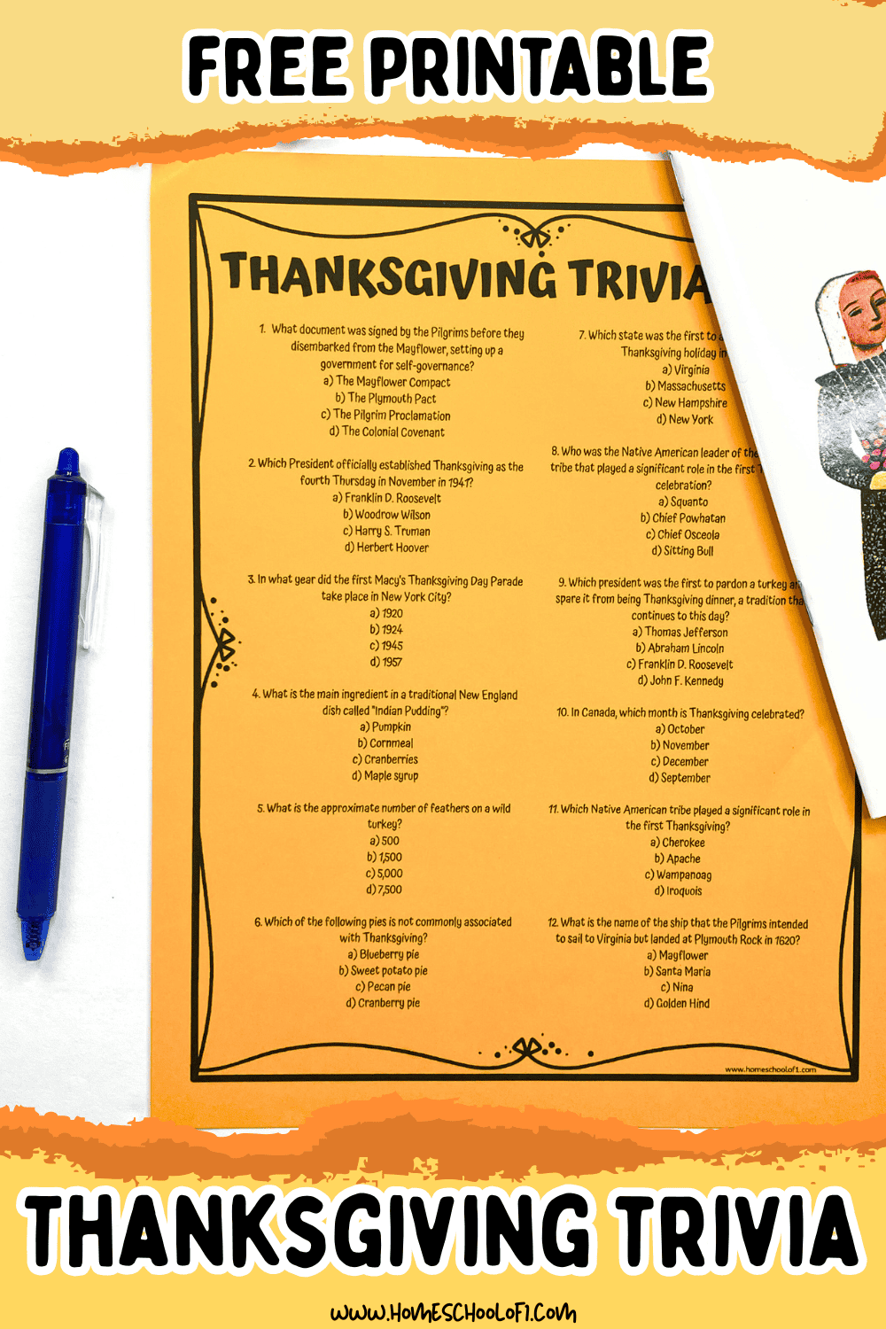 Thanksgiving Trivia Printable (With Answers)