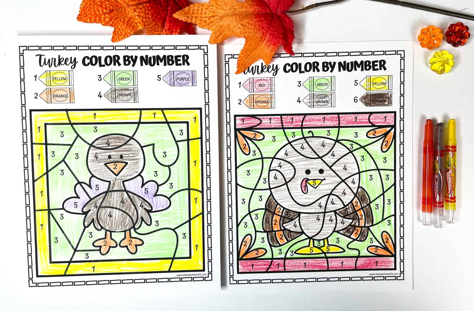 Turkey Color By Number Free Printable