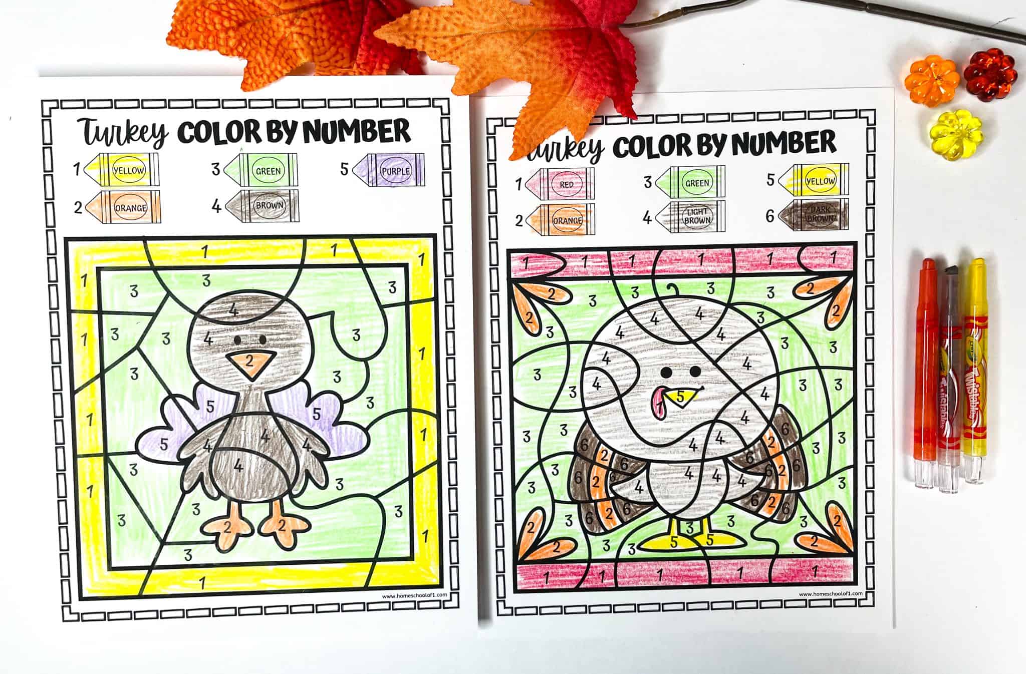 Turkey Color By Number Free Printable
