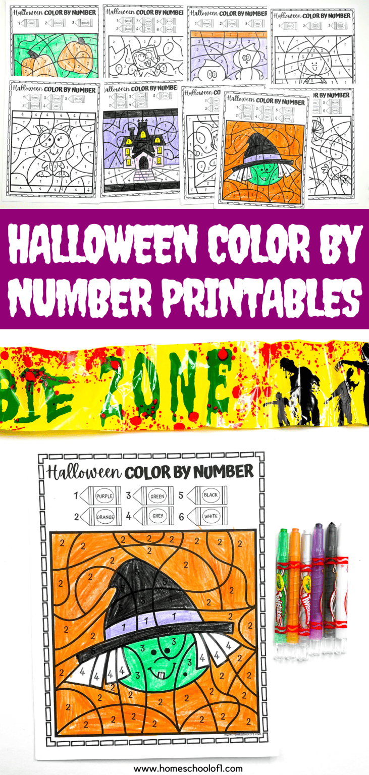 9 Halloween Color by Number Free Printables